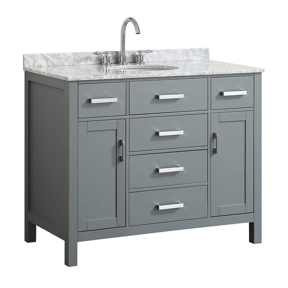 BEAUMONT DECOR Hampton 43 in. W x 22 in. D Bath Vanity in Grey with ...