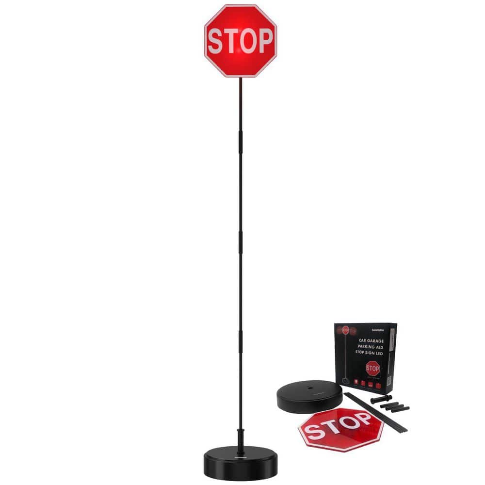 NVNOO 7 in. x 55 in. Garage Parking Aid with Bright Red LED Stop Sign ...
