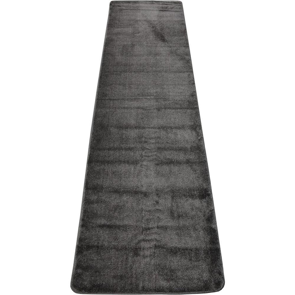 RugStylesOnline Euro Solid Collection Grey 26 in. W x 120 in. L Stair ...
