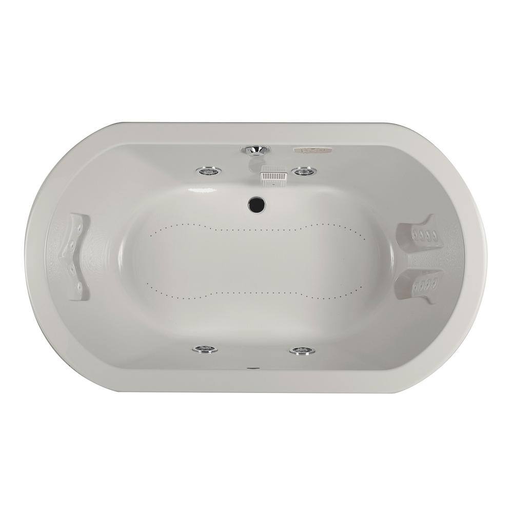 JACUZZI ANZA 60 in. x 42 in. Oval Combination Bathtub with Center Drain ...