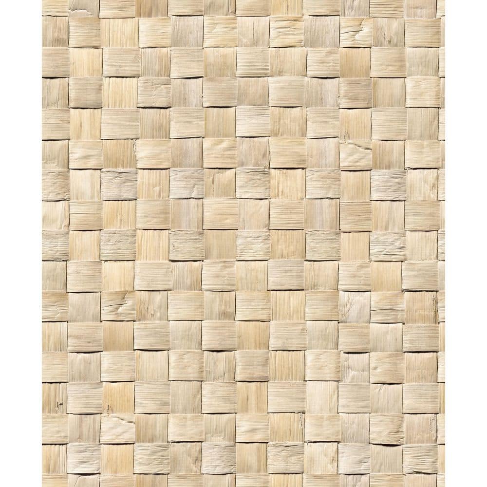 Woods and Wicker Collection Beige 3D Rattan Weave Optics Matte Finish ...