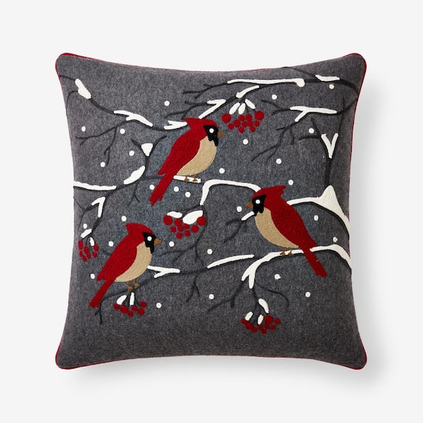 The Company Store Embroidered Applique Red Cardinals Square Throw ...