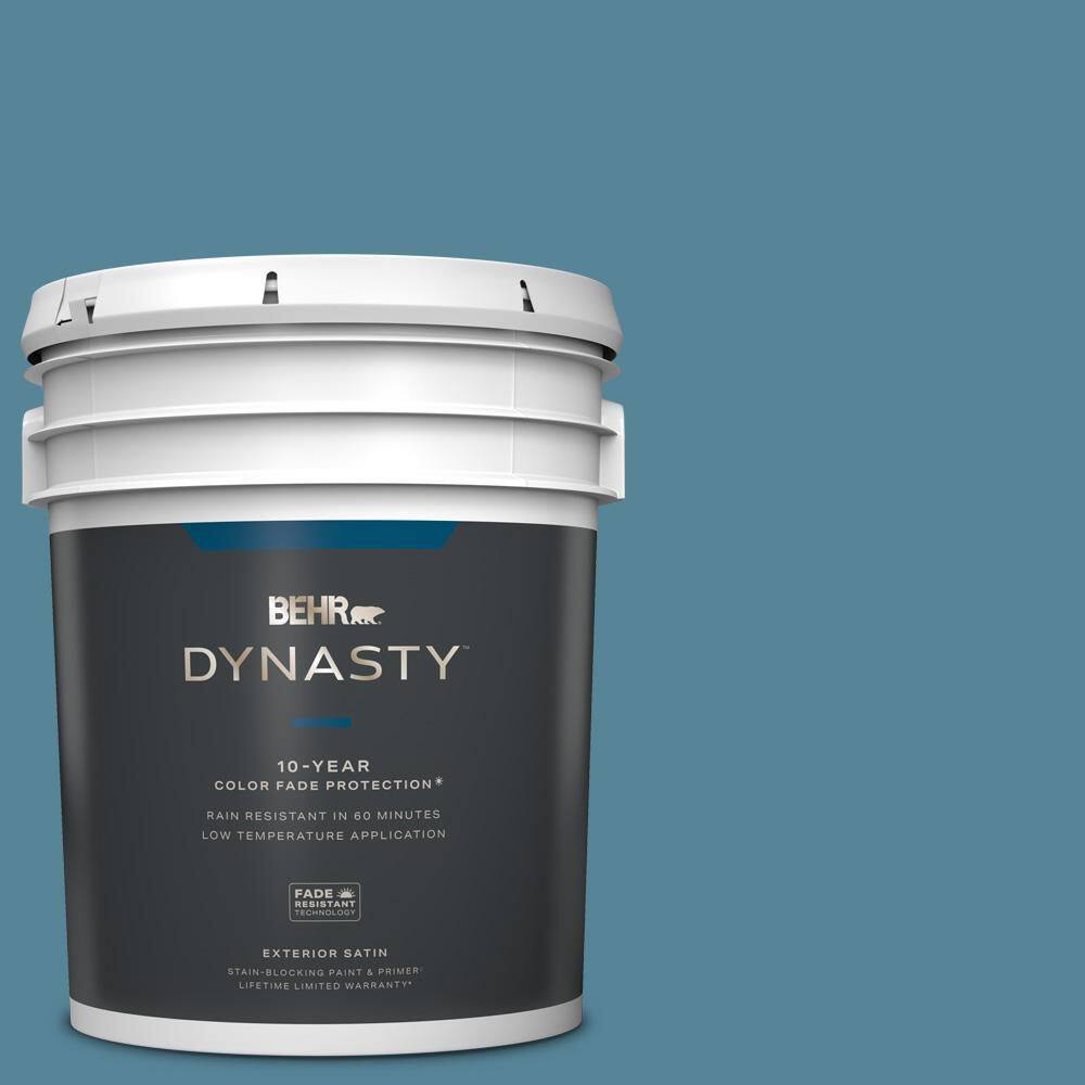 BEHR DYNASTY 5 gal. #S480-5 Blue Moon Bay Satin Enamel Exterior Stain ...