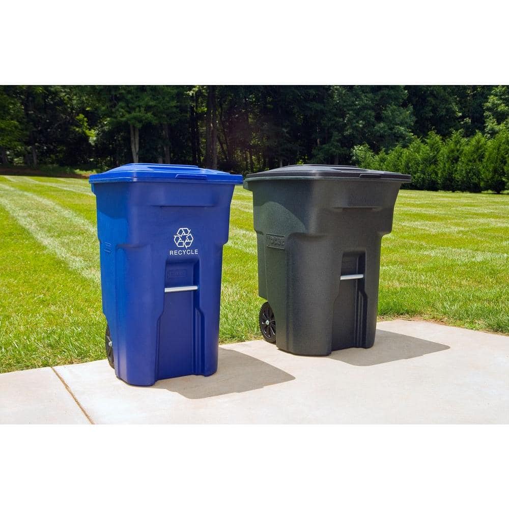 Toter 96 Gal. Greenstone Outdoor Trash Can with Wheels and Attached Lid ...