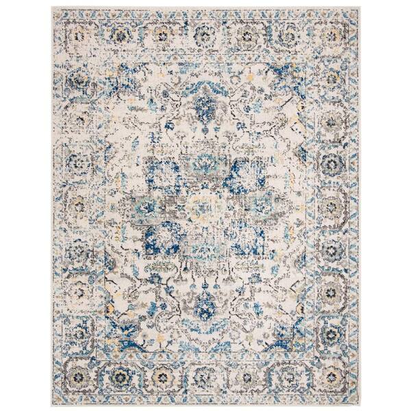 SAFAVIEH Madison Gray/Ivory 12 ft. x 18 ft. Distressed Border Area Rug ...