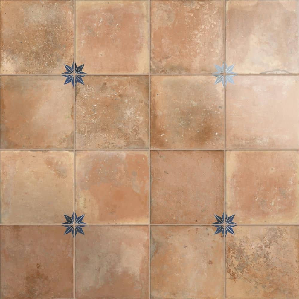 Merola Tile Kings Nonna with Blue Star 18 in. x 18 in. Porcelain Floor ...