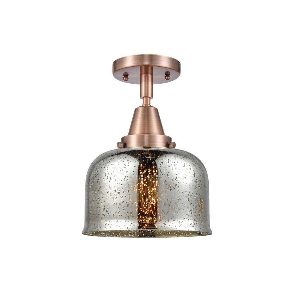 Innovations Bell 8 in. 1-Light Antique Copper Traditional Flush Mount ...