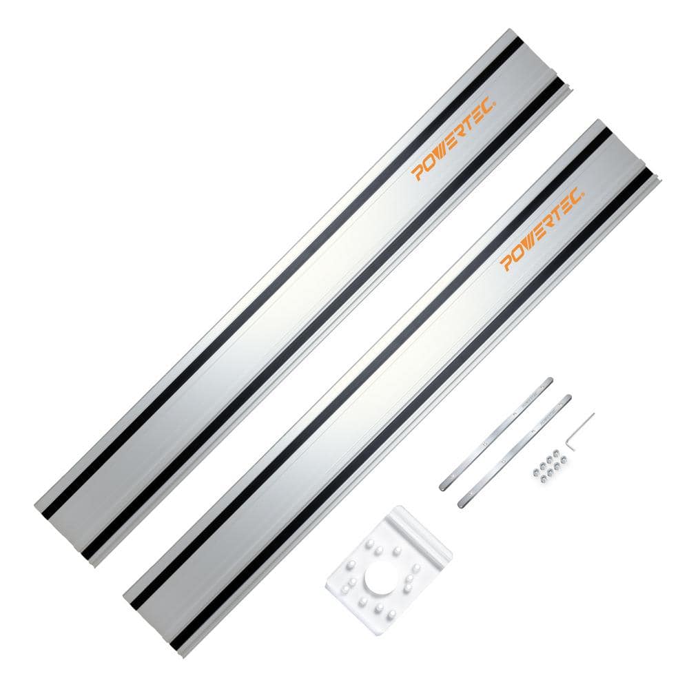 ‎POWERTEC 110 in. Track Saw Guide Rail Joining Set for Milwaukee Track Saws 2 x 55 in. Guide ...