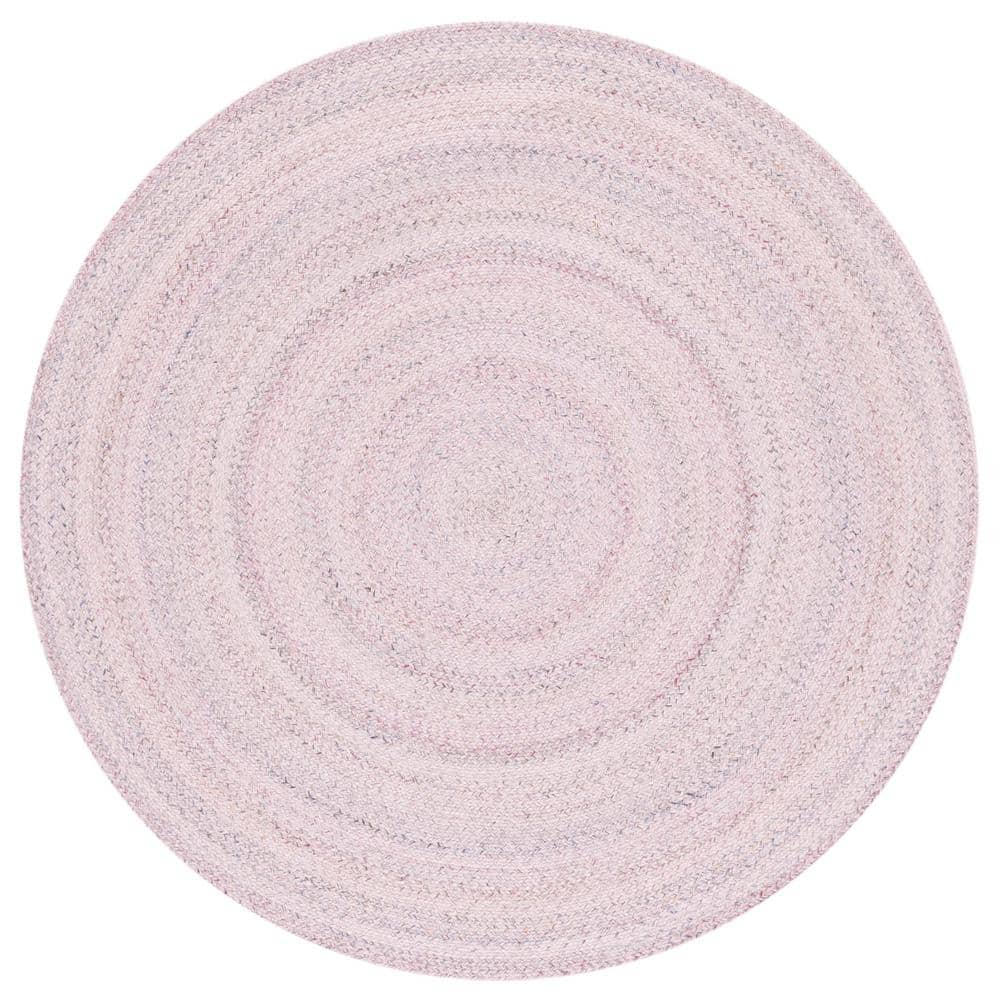 SAFAVIEH Braided Pink Gray 4 ft. x 4 ft. Abstract Round Area Rug ...