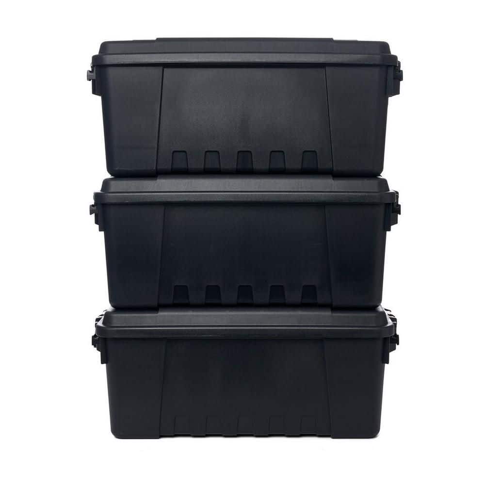 Plano 17-Gal. Storage Box in Black 3-Pack PLAT17BL3PK - The Home Depot