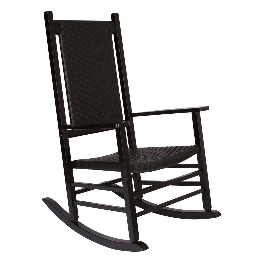 Shine Company Black Wood Outdoor Rocking Chair Indoor/Outdoor Hampton ...