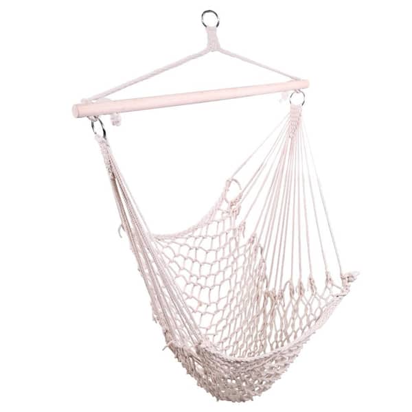 ITOPFOX 35.4 in. 1-Person Outdoor Cotton Rope Hanging Chair Swing with ...