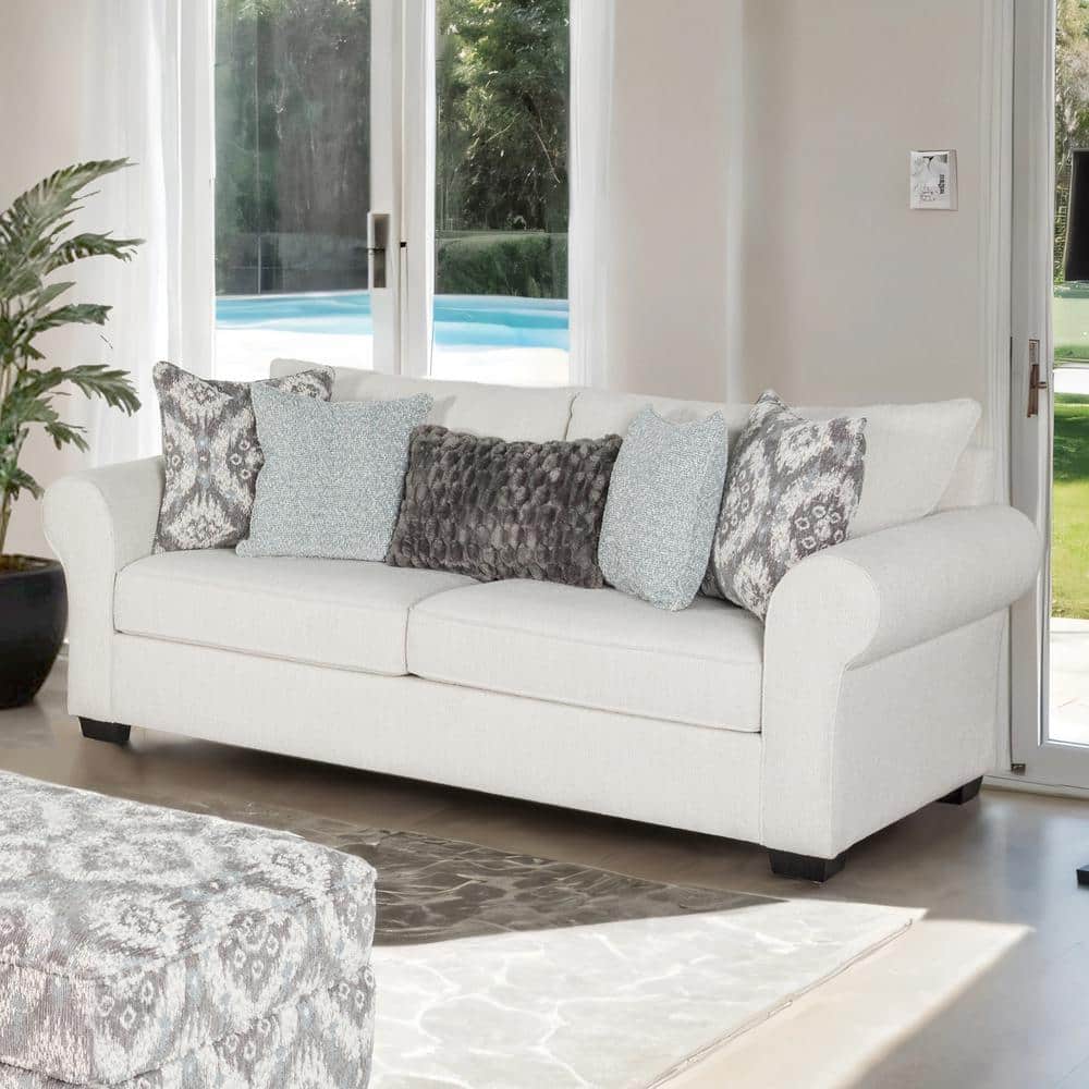 Furniture of America Ayala 89 in. Sock Rolled Arm Fabric Straight OEKO ...
