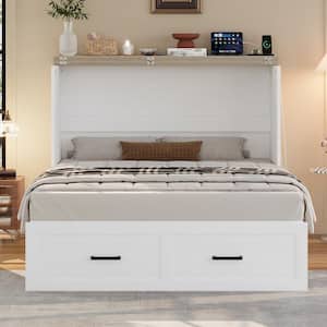 Noble House Ivandor White Wood Frame Full Size Murphy Bed Chest Cabinet ...