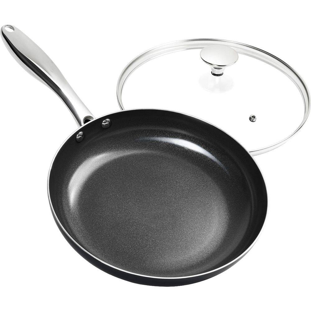 10 qt. Ceramic Nonstick Saute Pan with Lid, Aluminum Base, Glass Lid ...