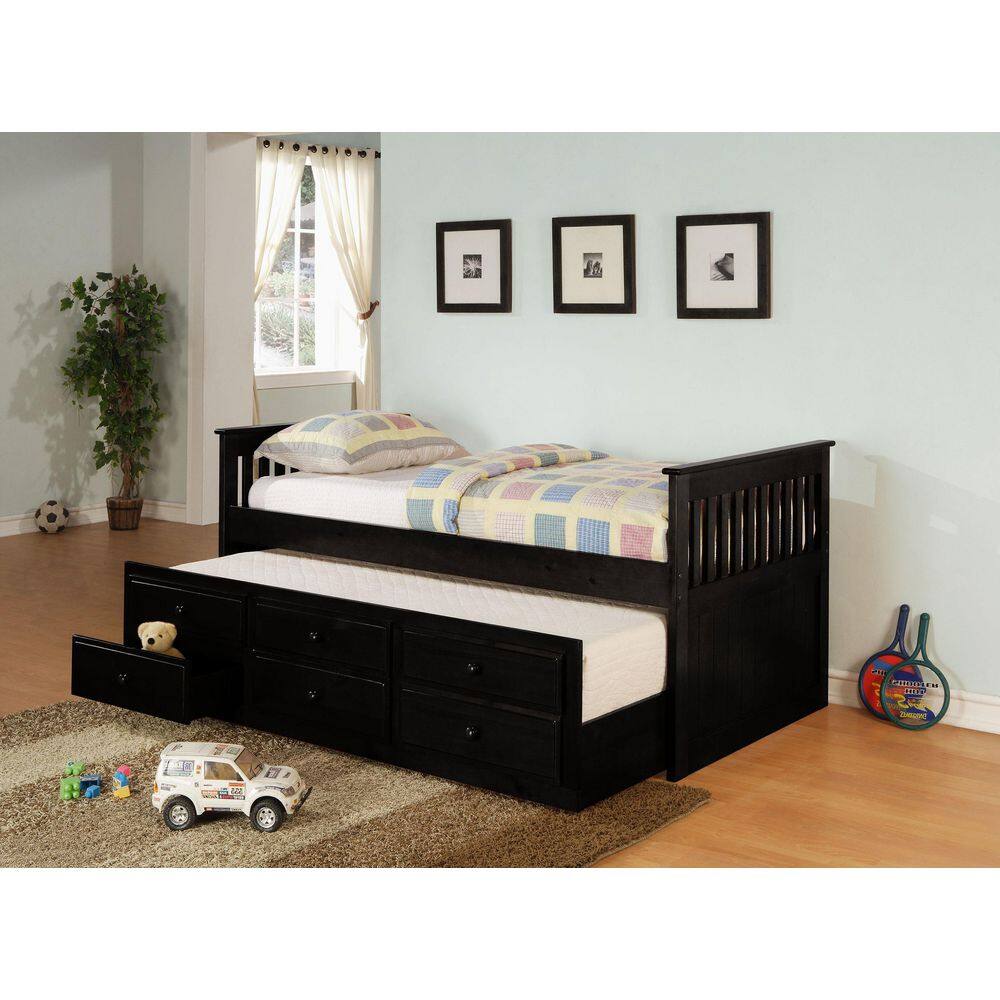 Coaster Rochford Black Twin Captain's Daybed with Storage Trundle ...