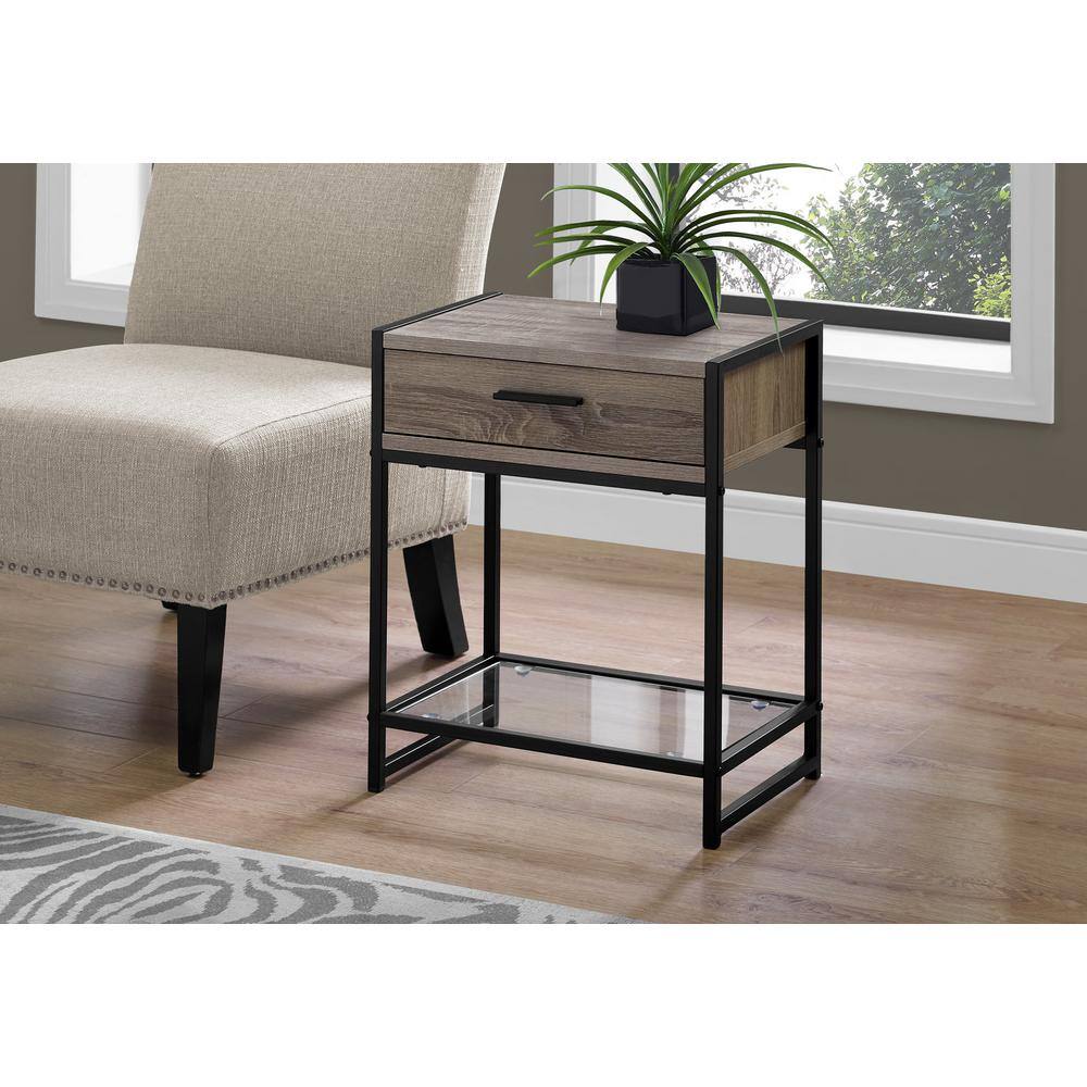 Taupe and Black End Table with a Drawer HD3501 - The Home Depot