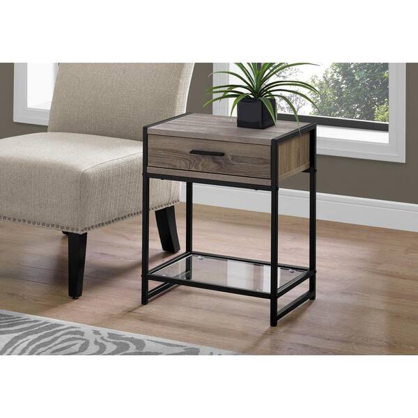 Taupe and Black End Table with a Drawer HD3501 - The Home Depot