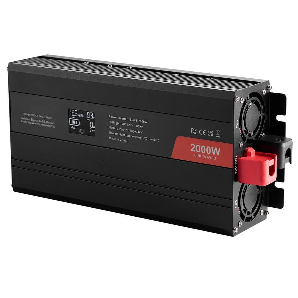 SKYSHALO Pure Sine Wave Inverter 2000 Watt, DC 12-VOLT to AC 110V Power ...