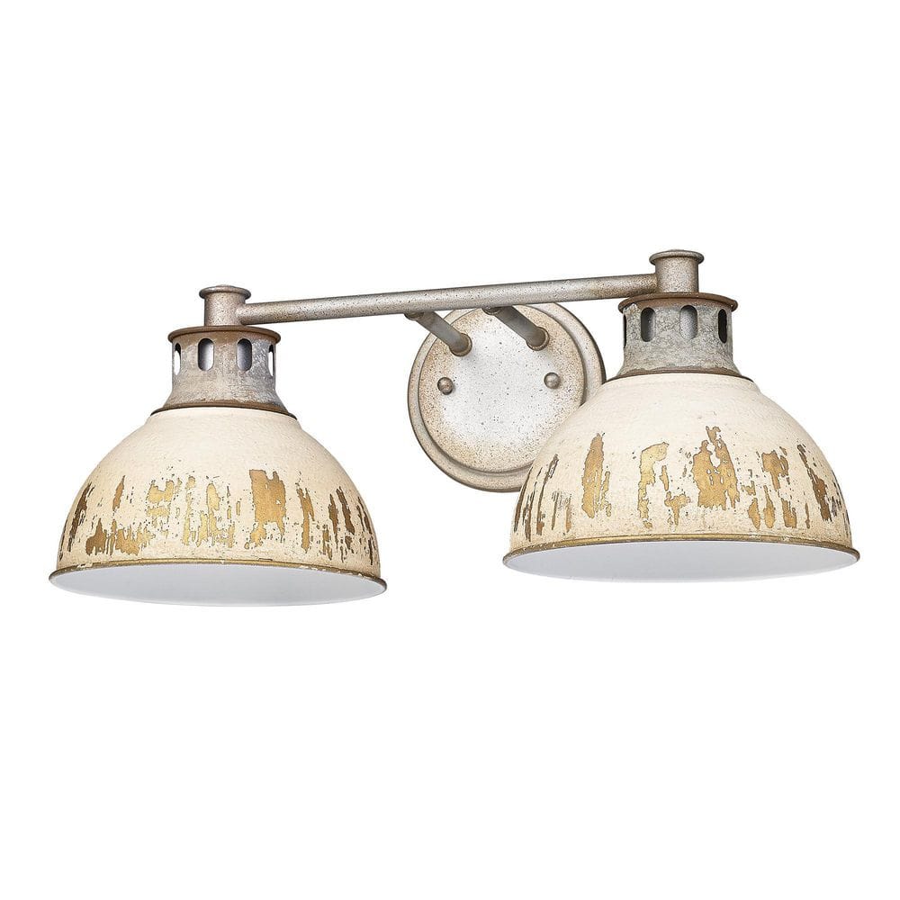 Golden Lighting Kinsley 19.25 in. 2-Light Aged Galvanized Steel Vanity ...