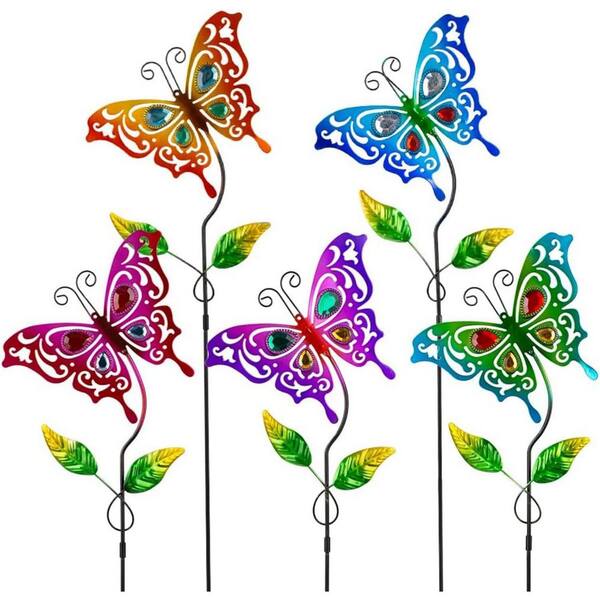 2-Pack 22.4 in. Sunflower Garden Stakes-Metal Shaking Head Yard Art for ...