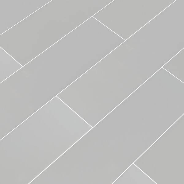 Buy Domino Gray Beveled 3 in. x 6 in. Glossy Ceramic Wall Tile (10.65 ...