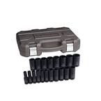 TEKTON 3/8 in. Drive Deep 12-Point Impact Socket Set, (19-Piece) (6 ...
