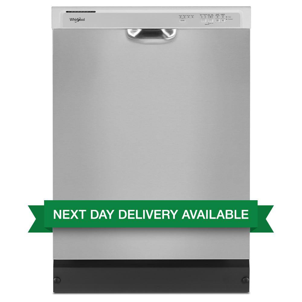 Whirlpool 24 in. Front Control Built-In Tall Tub Dishwasher in ...