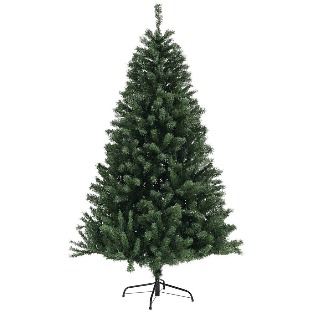 HOMCOM 6 ft. Artificial Christmas Tree, Unlit Xmas Tree with 1000 ...