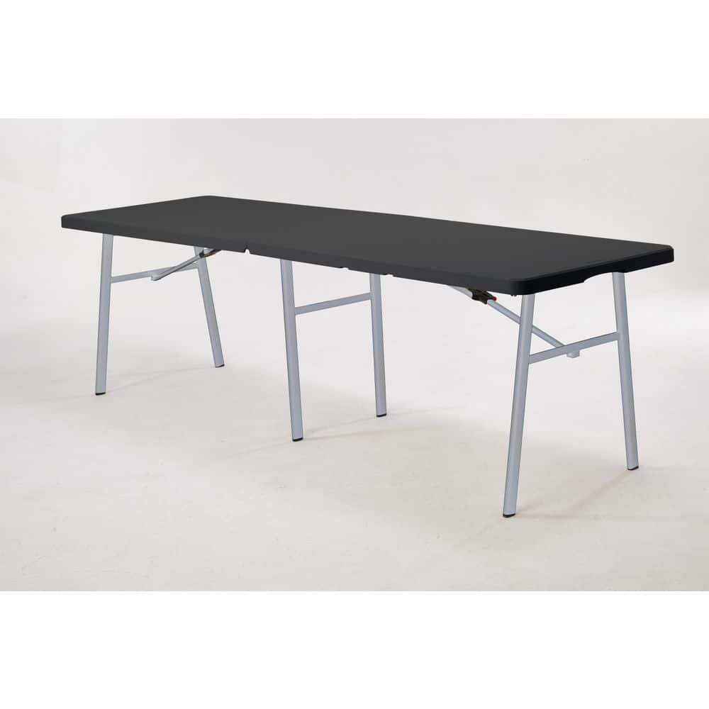 Reviews for HDX 8 ft. Black/Silver Grey Plastic 29.75 in. 4-Legs Dining ...