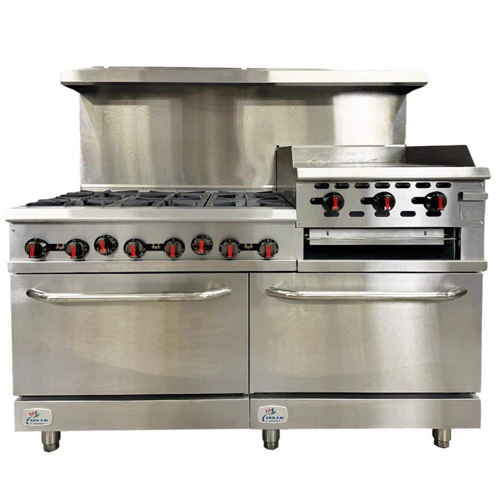 Cooler Depot 60 in. W 6-Burner NSF Commercial Double Oven Gas Range and ...