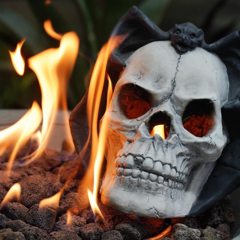 3000°F Outdoor Haunted Flame Skull Log, Fire Pit Demon Propane/Ethanol ...