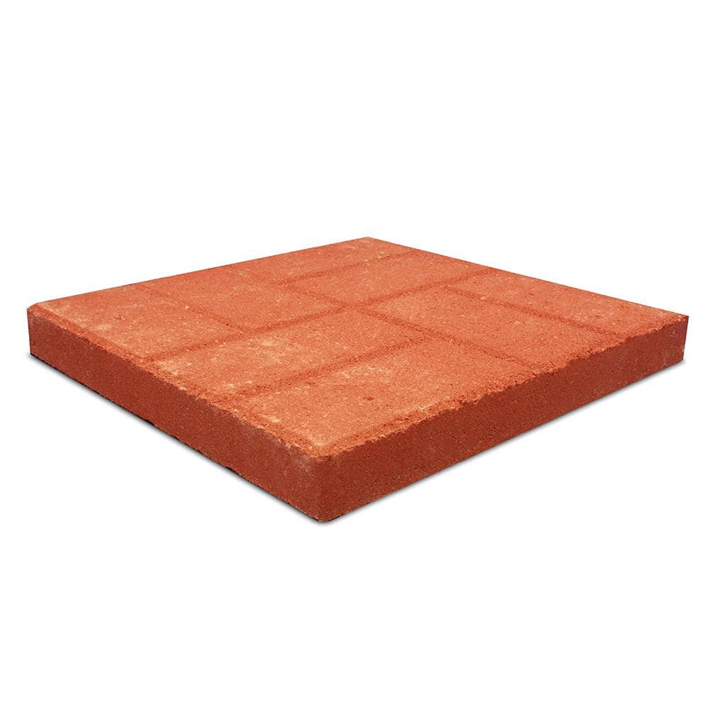 Master 16 in. x 16 in. x 2-3/8 in. Red Concrete Brick-Face Stepping ...