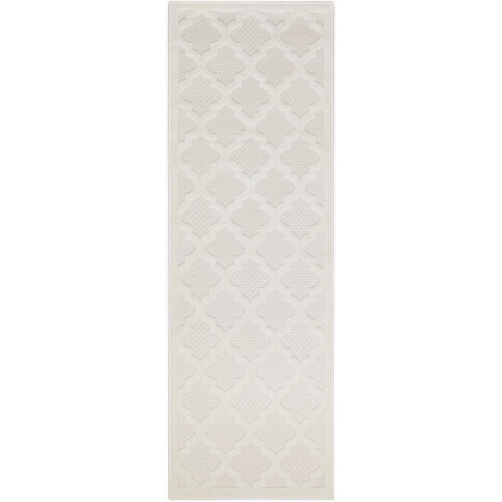 Nourison Easy Care Ivory White 2 ft. x 6 ft. Trellis Contemporary ...