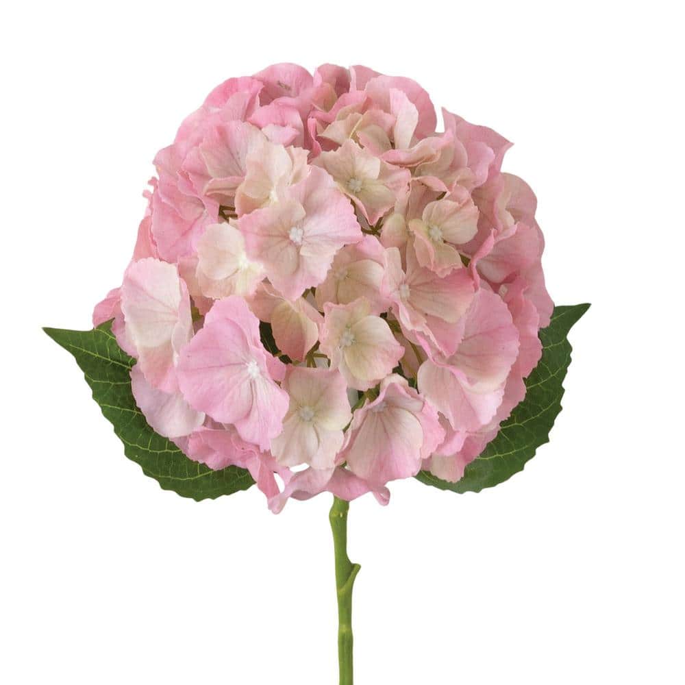 SULLIVANS 20 in. Light Pink Indoor Artificial Hydrangea Flower Stem ...