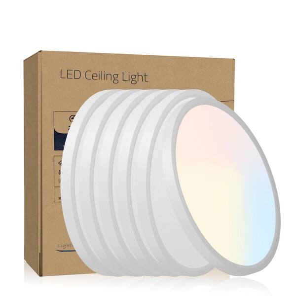 ARISKEEN 12 in. White Dimmable LED Flush Mount Ceiling Light, 2700K ...
