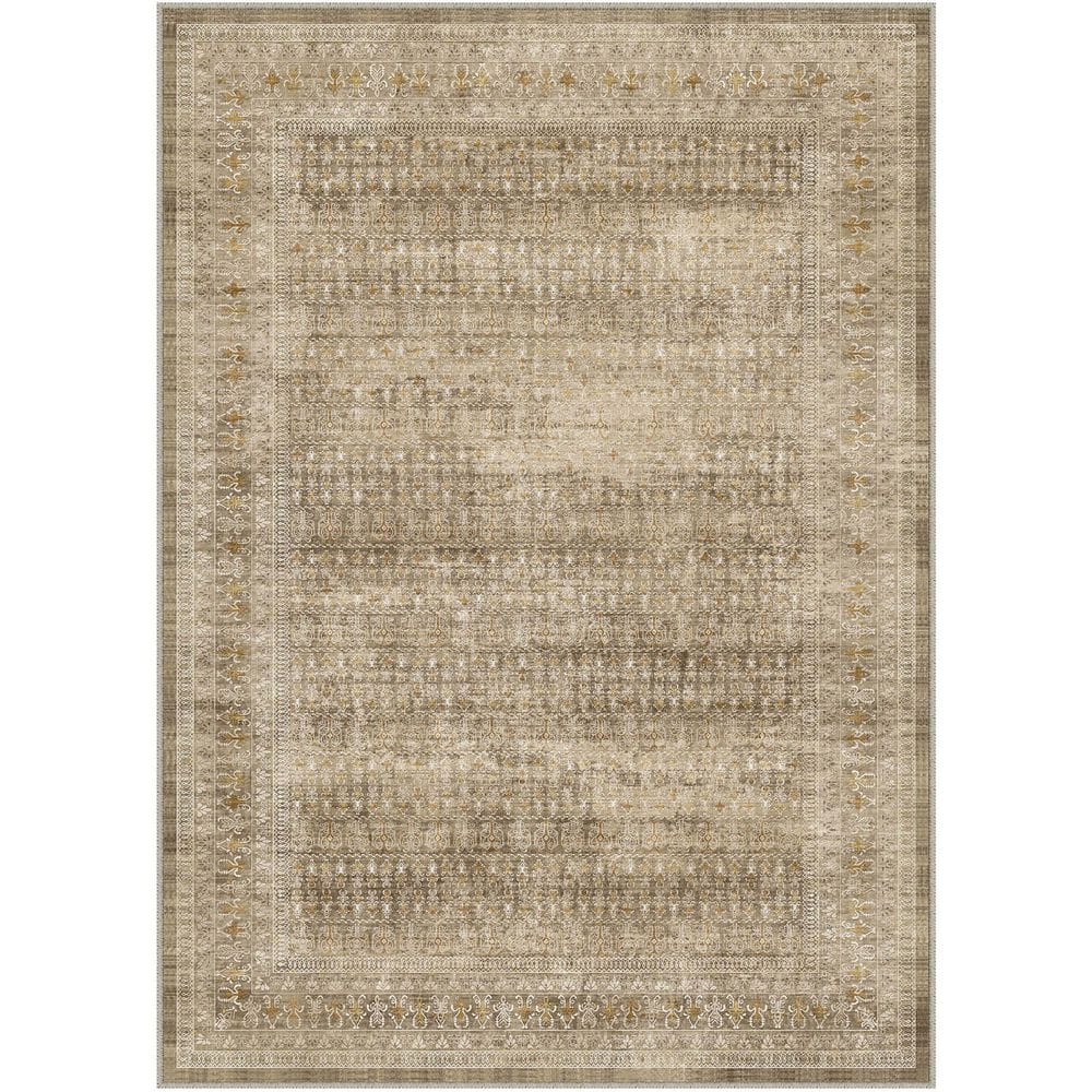 HaiiMeid Houston Brown 5 ft. x 7 ft. Distressed Vintage Floral Area Rug ...