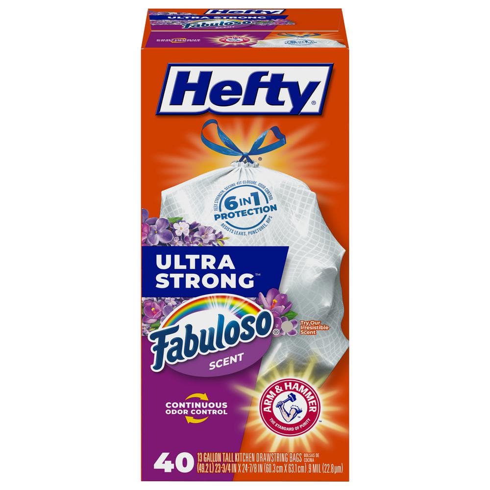 Hefty Ultra-Strong 13 Gal. Fabuloso Tall Kitchen Trash Bags (40-Count ...