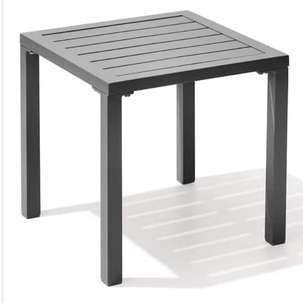 Square Aluminum Outdoor Side Table, Gray L0BWWG3842 - The Home Depot