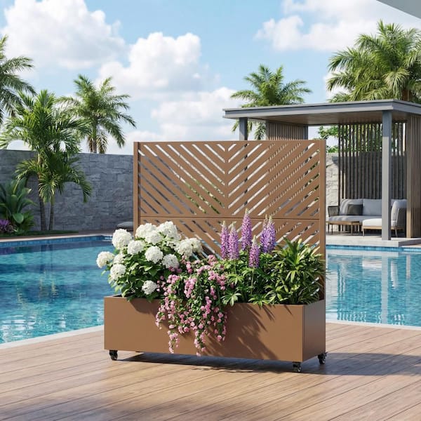 Dovelina 47 in. H x 47 in. W x 16 in. L Metal Brown Rectangle Pots and ...