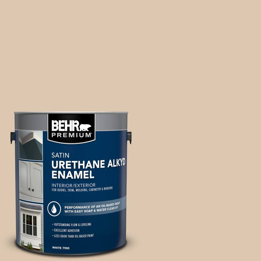 BEHR PREMIUM 1 gal. #N270-2 Lentil Urethane Alkyd Satin Enamel Interior ...