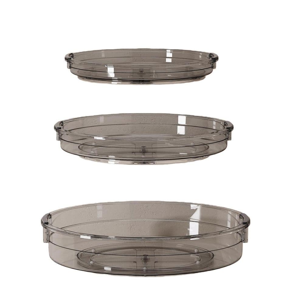 Wudkey 3-Pack Gray Rotatable Pantry Organizers for Kitchen Cabinet ...