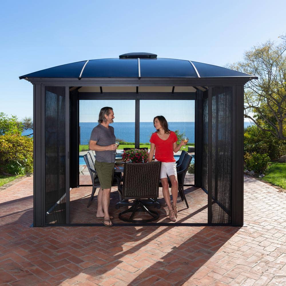 Paragon Outdoor Siena 12 ft. x 12 ft. Hard Top Gazebo with Sliding ...