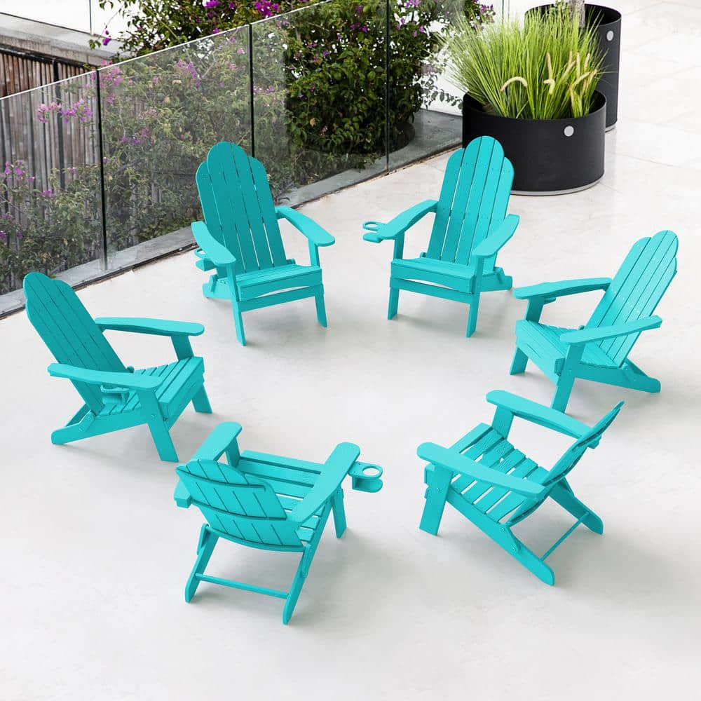 Lue Bona Recycled Aruba Blue Hdps Folding Plastic Adirondack Chair