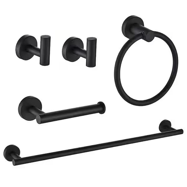 yulika 5-Piece Bath Hardware Set Bathroom Towel Rack Set with Towel Bar ...