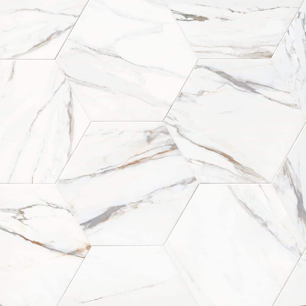 MSI Genesis White 19 in. x 22 in. Matte Porcelain Marble Look Floor and Wall Tile (309.6 sq. ft ...