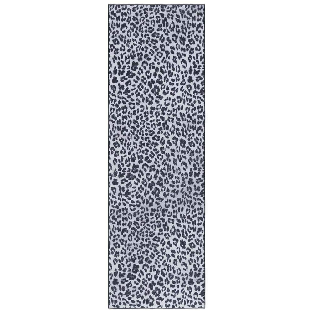 SAFAVIEH Faux Hide Ivory/Black 3 ft. x 8 ft. Machine Washable Animal ...