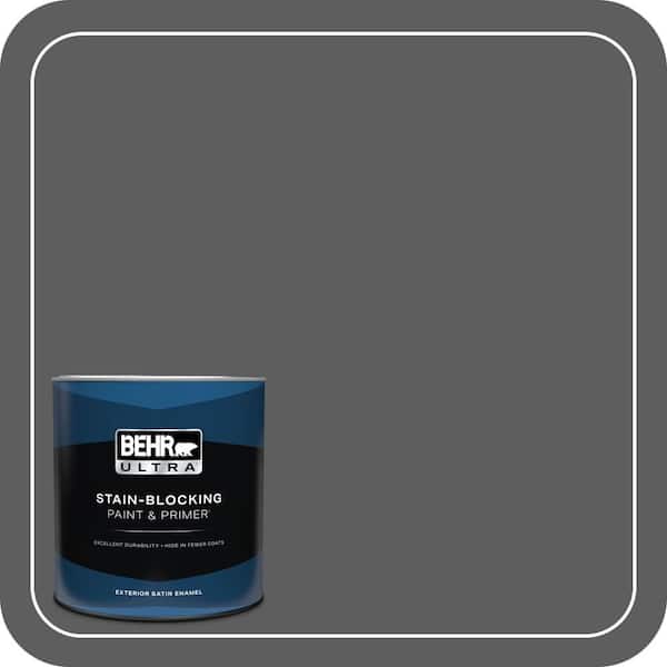BEHR ULTRA 1 qt. #N520-6 Asphalt Gray Satin Enamel Exterior Paint ...