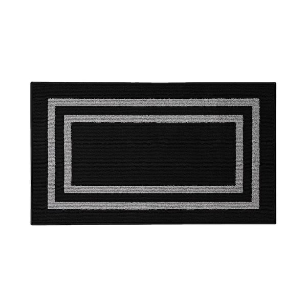 Nautica Washable Skid Resistant Black/Twisted Grey 2.2 ft. x 4 ft. All ...