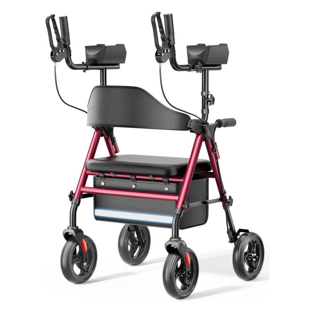 Anqtovp 4-Wheel Rollator Walker with Adjustable Padded Armsupport and ...